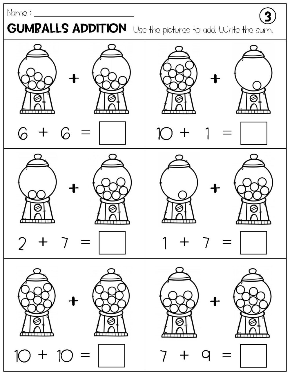 Gumball Math Worksheets Free Printable - Printable Math Worksheets