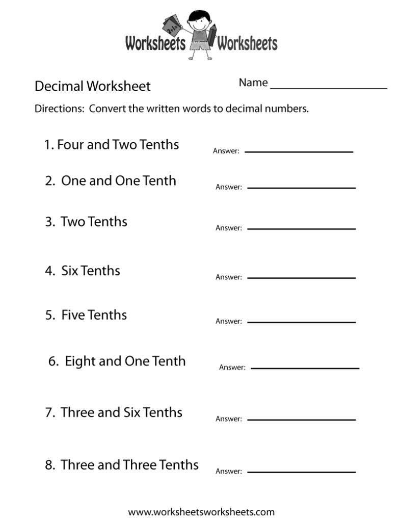 Math Decimal Worksheets Free Printable - Printable Math Worksheets