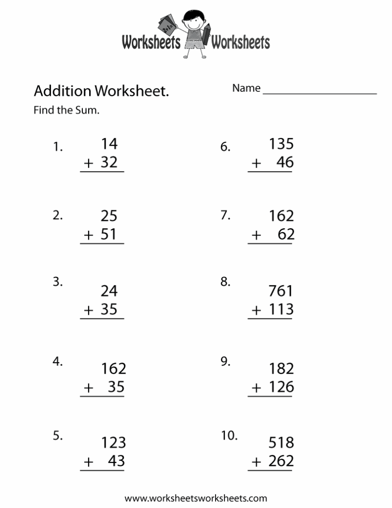 Math Addition Worksheets Free Printable - Printable Math Worksheets