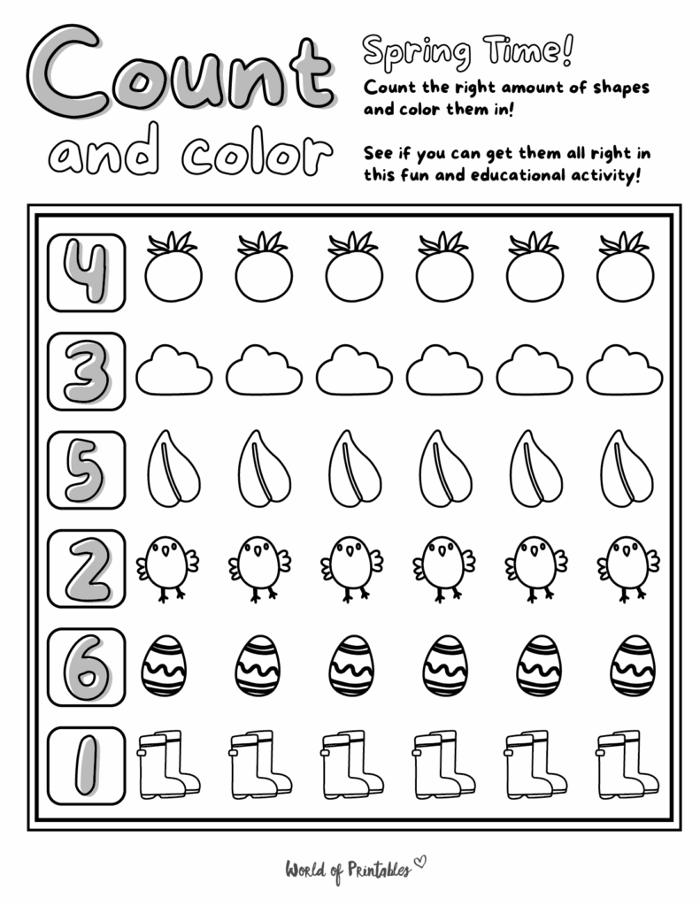 Printable Spring Math Activities For Preschoolers - Printable Math ...