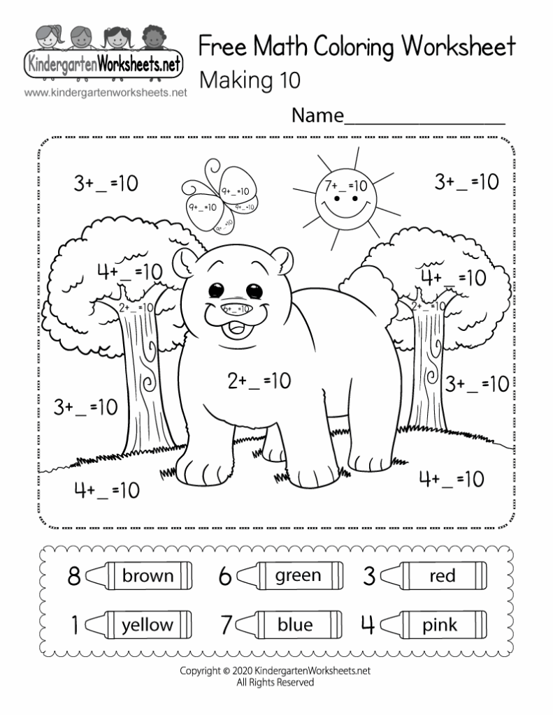 Math Kindergarten Worksheet Free Printable Color - Printable Math ...