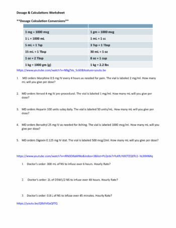 Free Printable Medical Math Worksheets - Printable Math Worksheets
