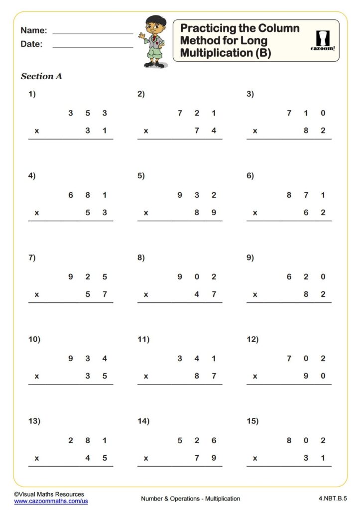 Long Multiplication Worksheets Free Printable - Printable Math Worksheets