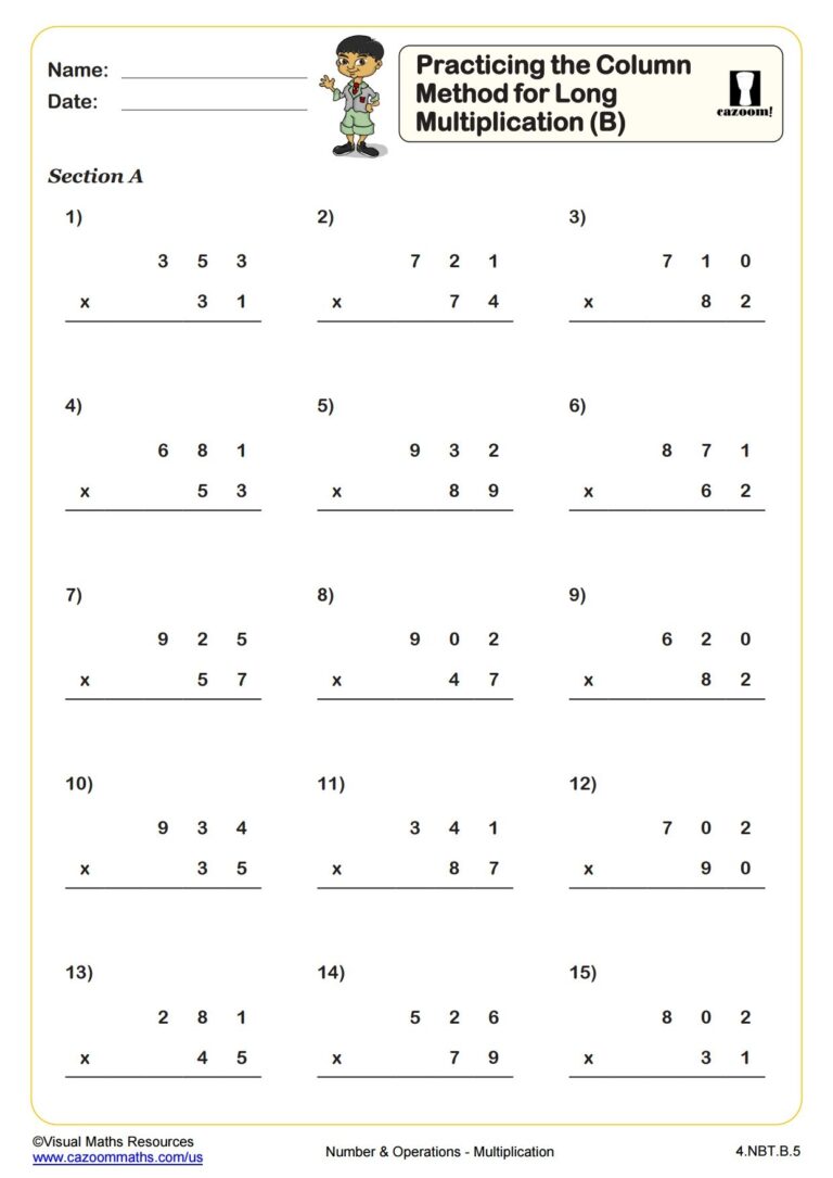 Long Multiplication Worksheets Free Printable - Printable Math Worksheets