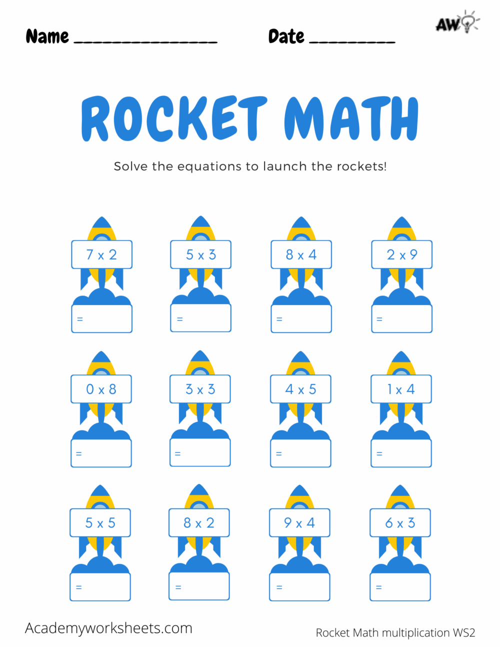 Free Printable Rocket Math Worksheets - Printable Math Worksheets